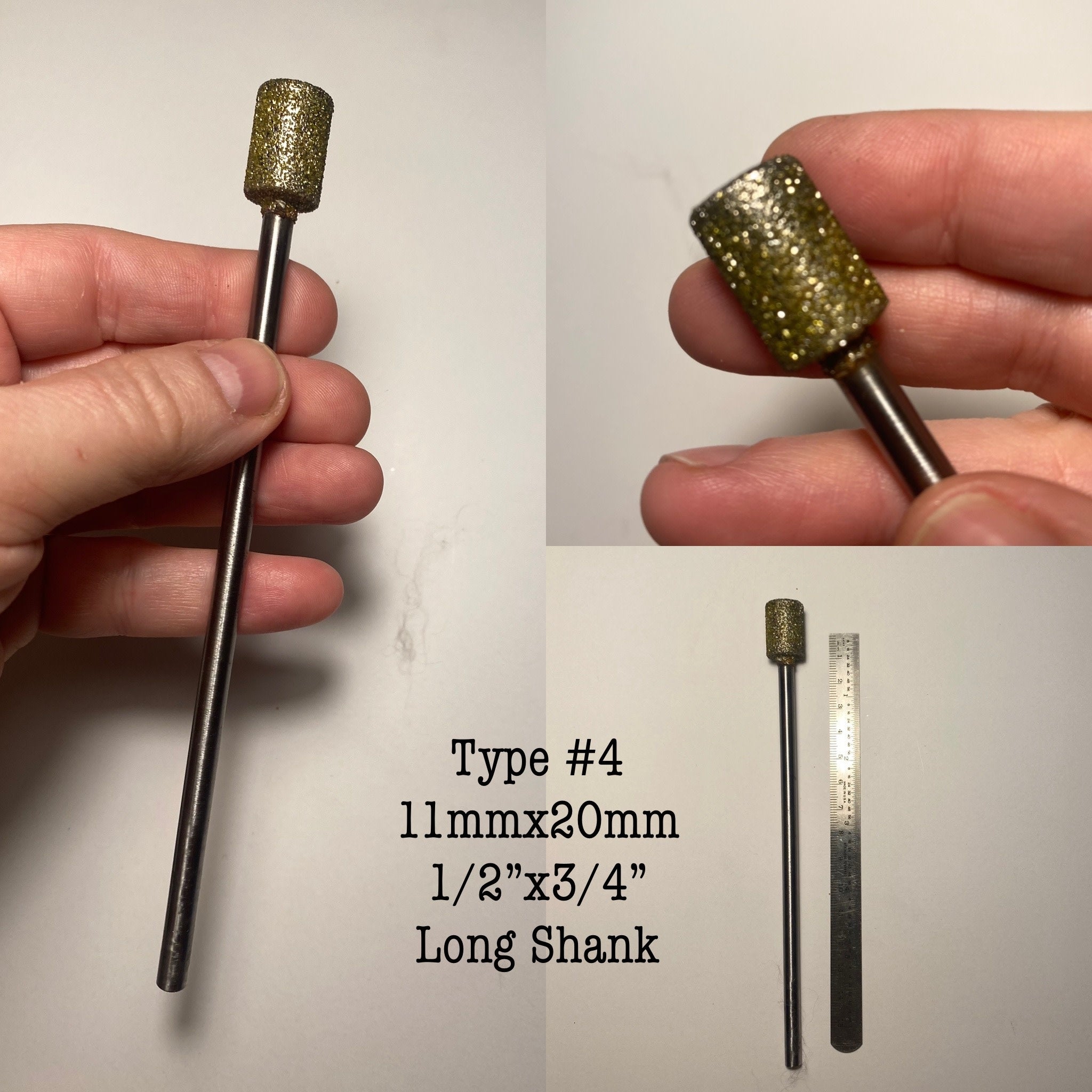 Diamond Burr #03 Cylinder 1/2x3/4" (11x20mm) 1/4" Shaft Long #3 – The ...